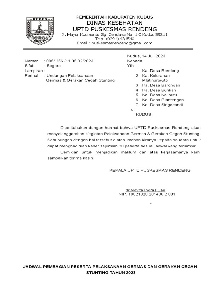 Undangan Germas & Cegah Stunting | PDF