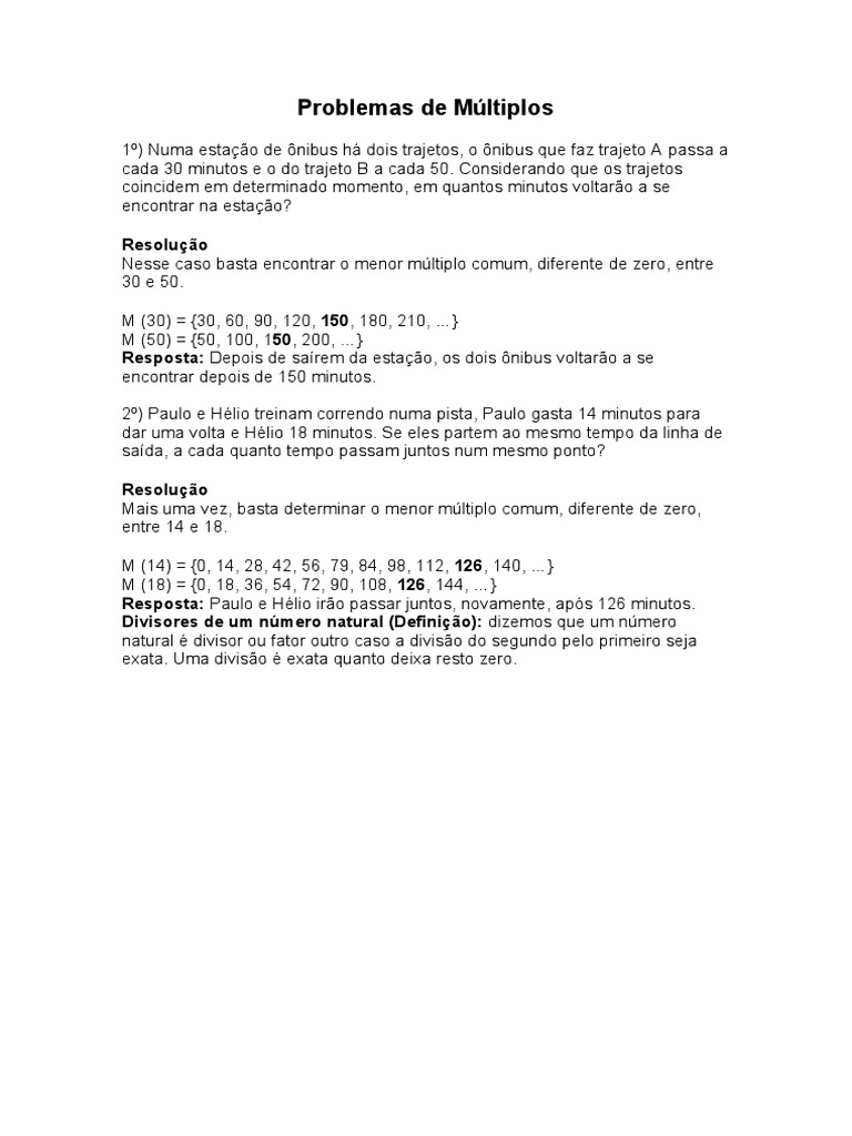 Problemas de Multiplos | PDF