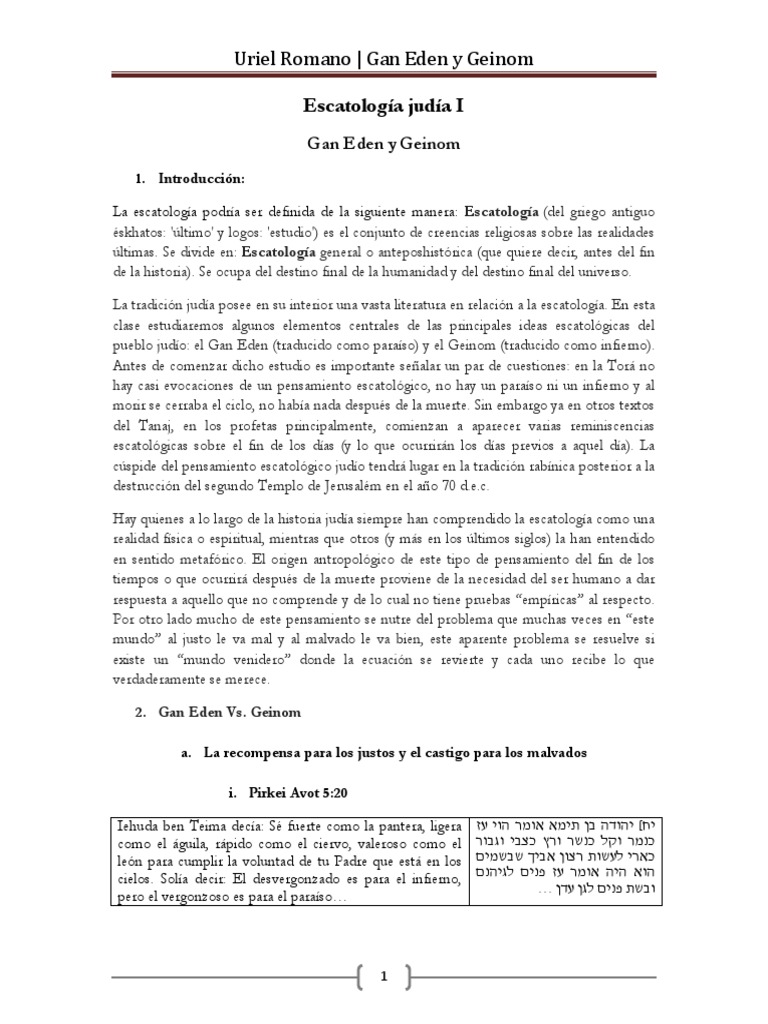 Gan Eden y Geinom | PDF