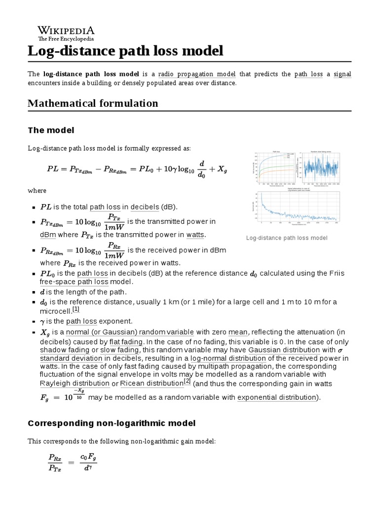 Log-Distance Path Loss Model | PDF | Decibel | Radio Propagation