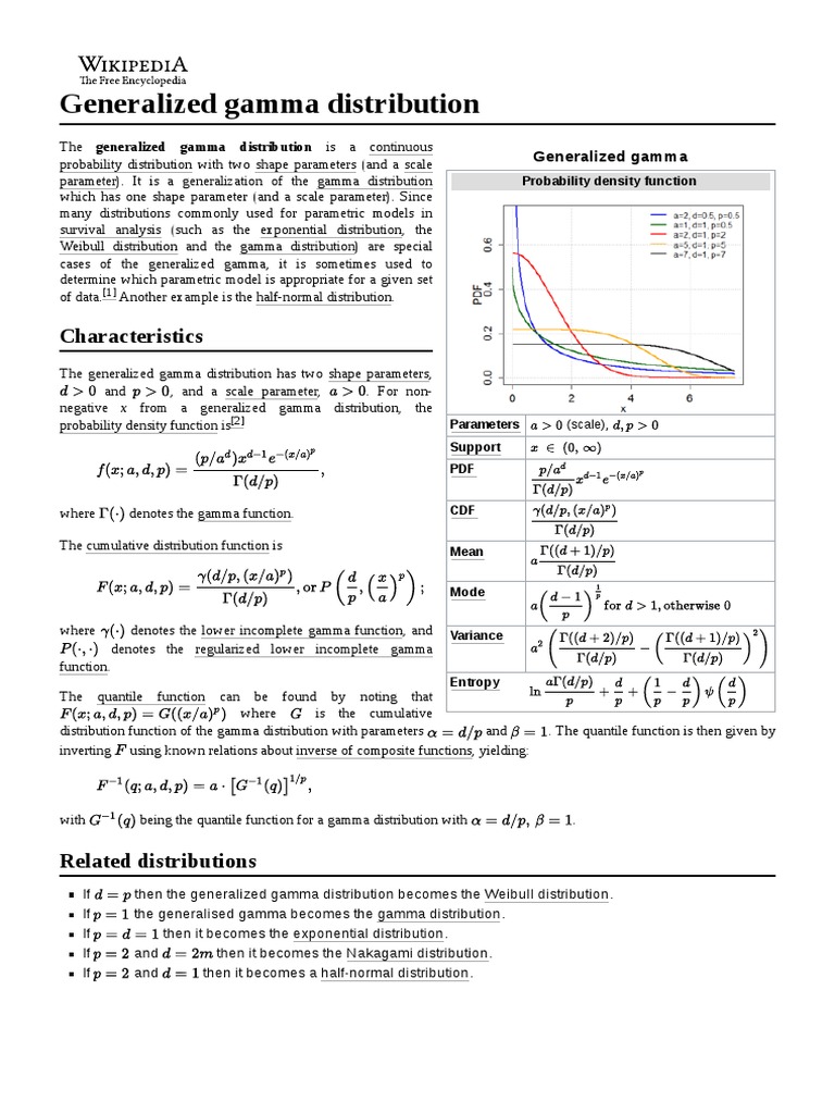 Generalized Gamma Distribution Pdf