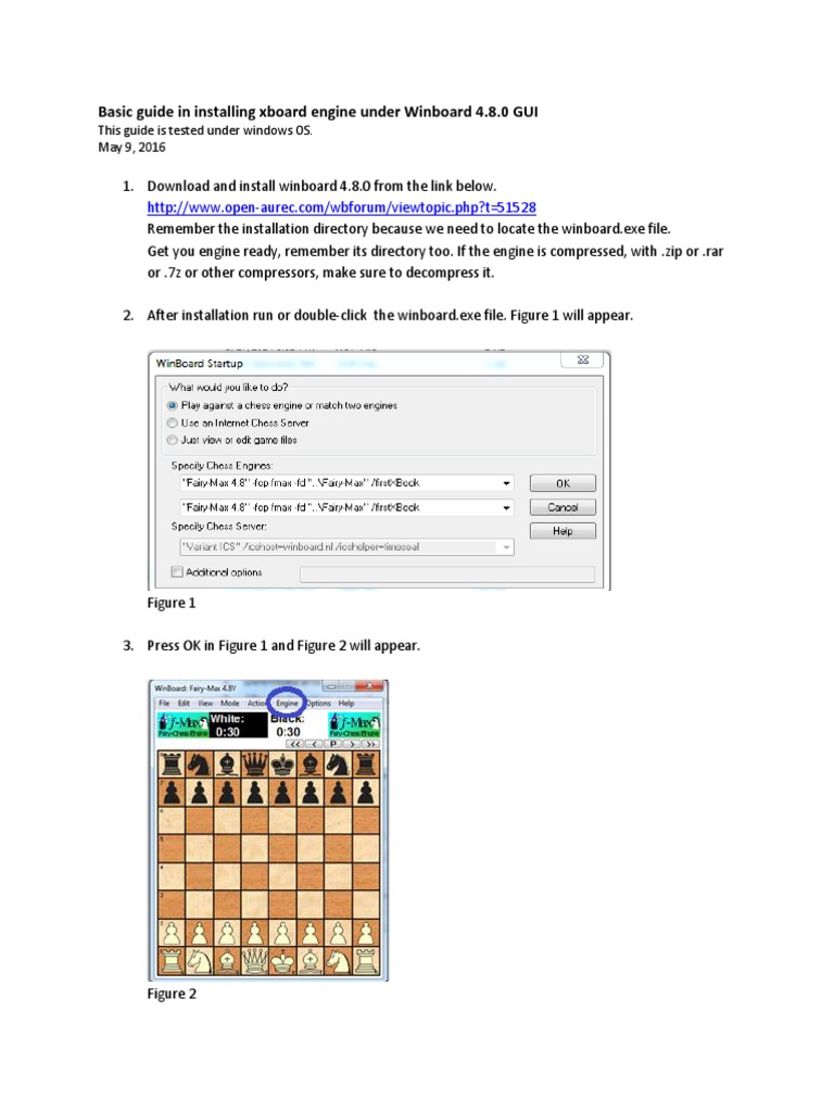 Winboard 4.8.0 Engine Setup Guide | PDF
