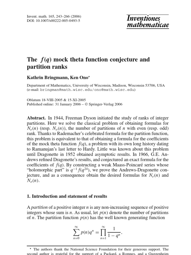 The F Q Mock Theta Function Conjecture And Partition Ranks Number