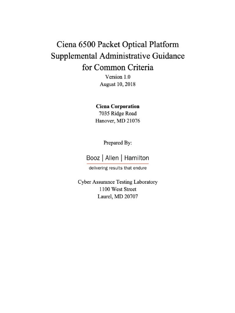 Ciena 6500 Packet Optical Platform Supplemental Administrative Guidance ...