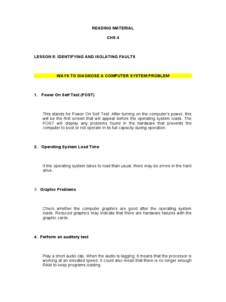 Lesson 5 (Identifying and Isolating Faults) | PDF
