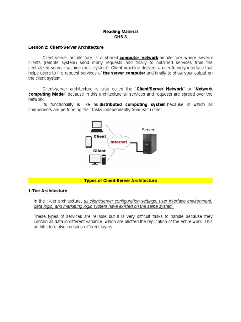 Lesson 2 Client Server Architecture Pdf Clientserver Model Server Computing
