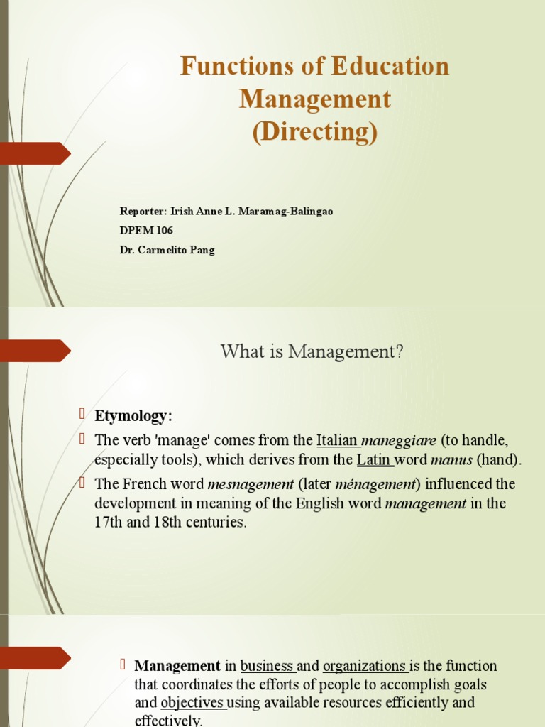 Functions of Education Management | PDF | Psychology | Behavioural Sciences