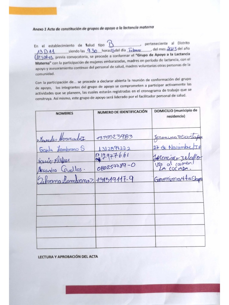 Acta de conformación de GALMPS EU 03-06 | PDF