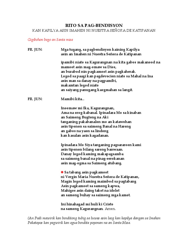 Rito Sa Pagbendisyon Kan Chapel | PDF