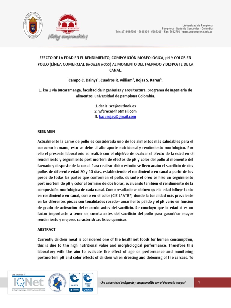 Informe de Faenado de Pollo | PDF | Carne