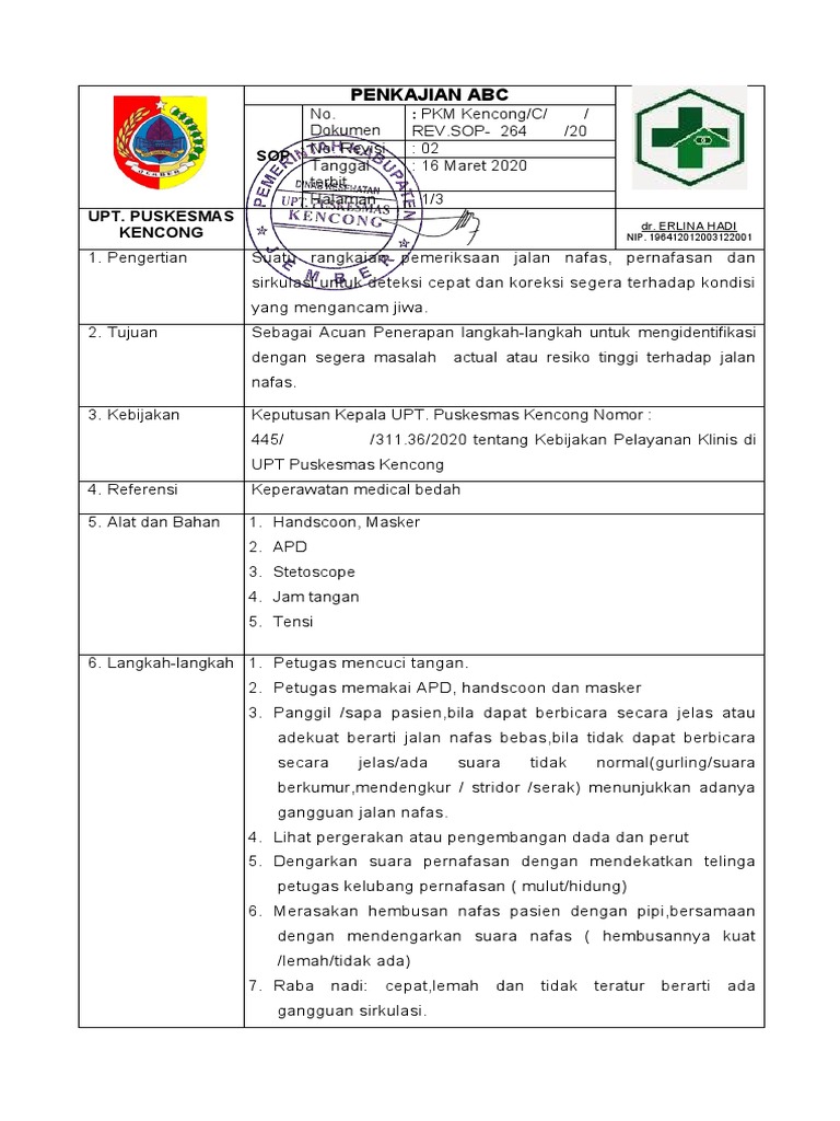 Sop Pengkajian Abc | PDF