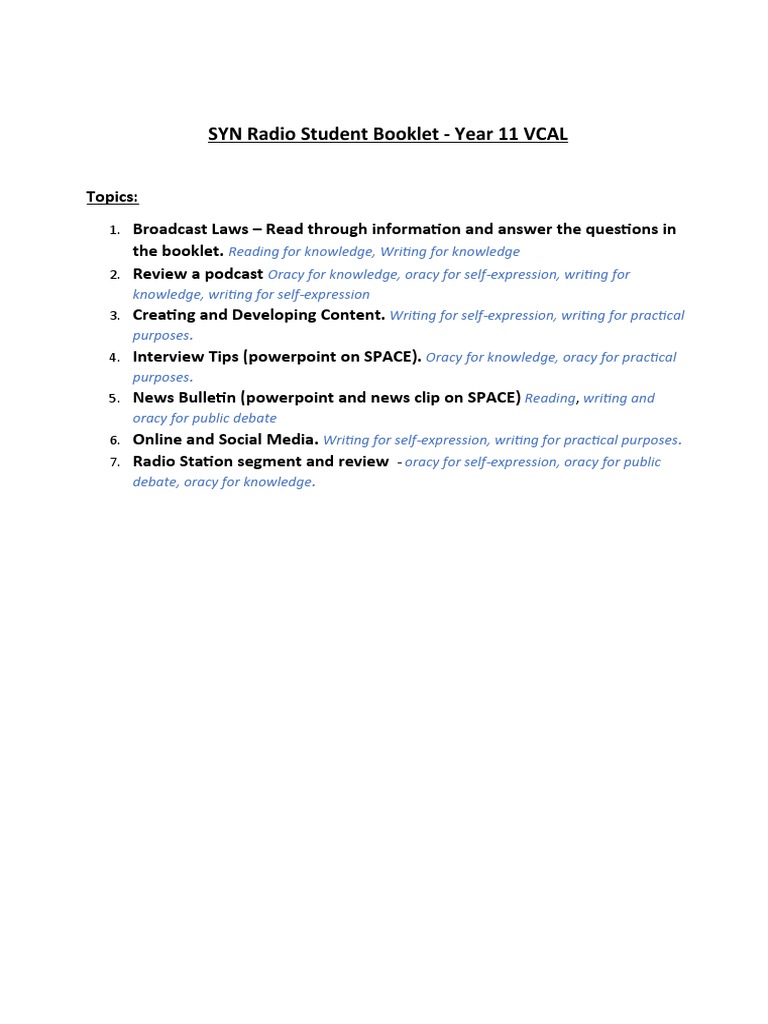 2022 SYN Radio Student Booklet | PDF | Social Media | Popular Culture ...