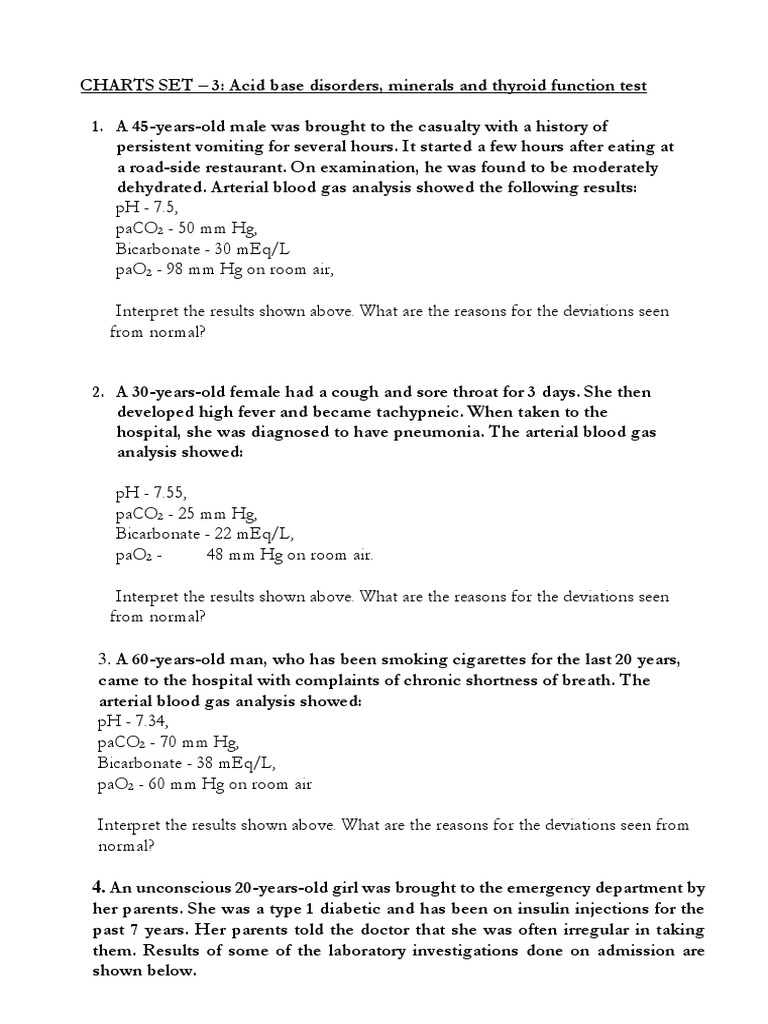 Charts Set - 3 (Acid Base Disorders, Minerals and Thyroid Function Test ...