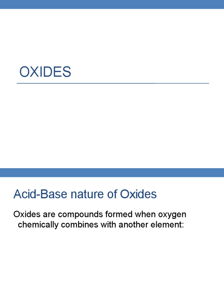 Amphoteric Nature of Oxides | PDF