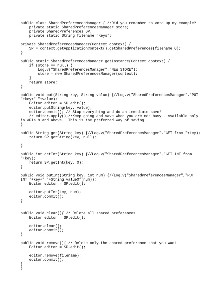 Shared Preferences Pdf
