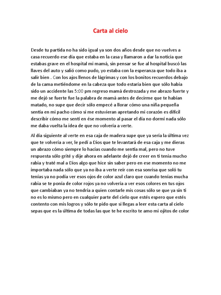 Carta Al Cielo Pdf