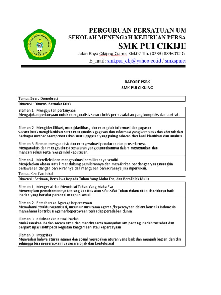 Raport P5 SMK PUI Cikijing | PDF
