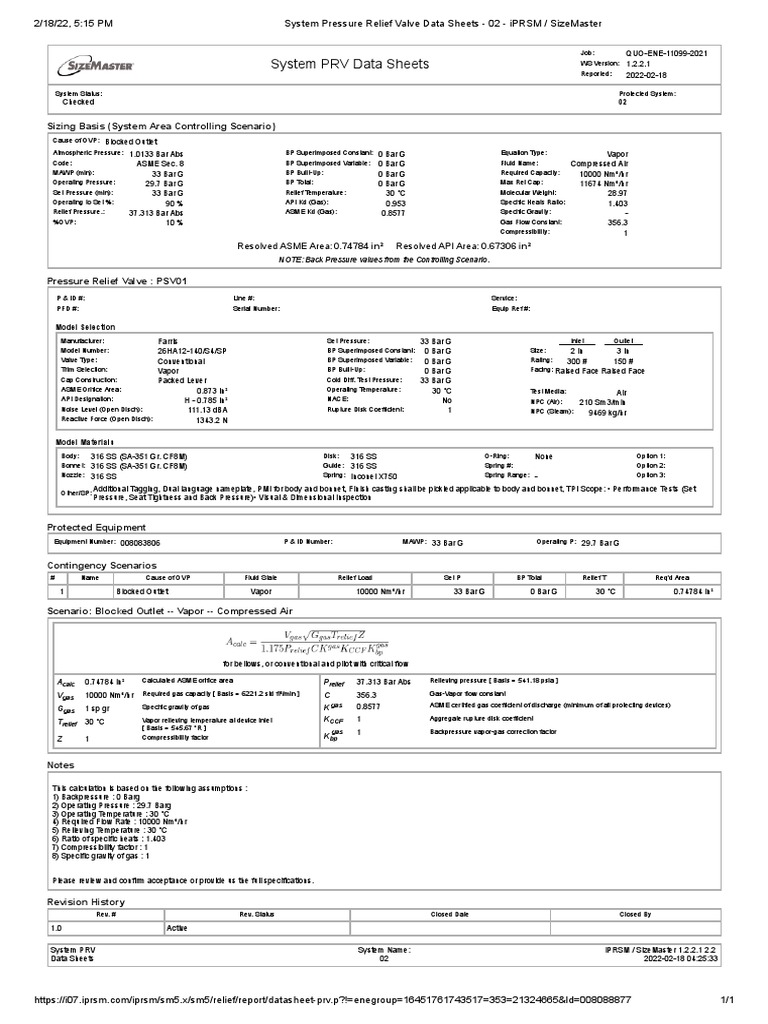 P11099 - Sizing For PSV | PDF