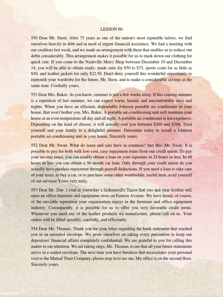 LESSON 60 Transcription | PDF | Debt | Air Conditioning