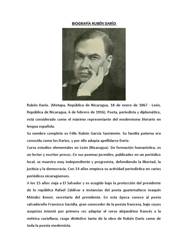 Biografía Rubén Darío | PDF