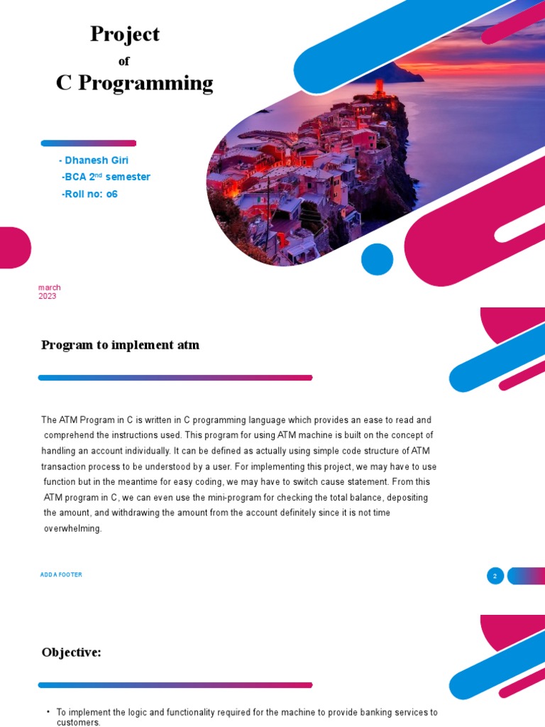 ATM Program in C for BCA Project | PDF | Computers