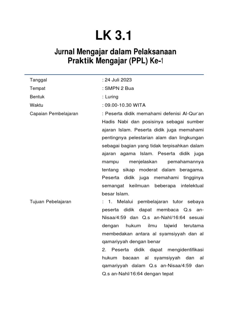 LK Untuk Mahasiswa PTK+LK Siklus 1 | PDF