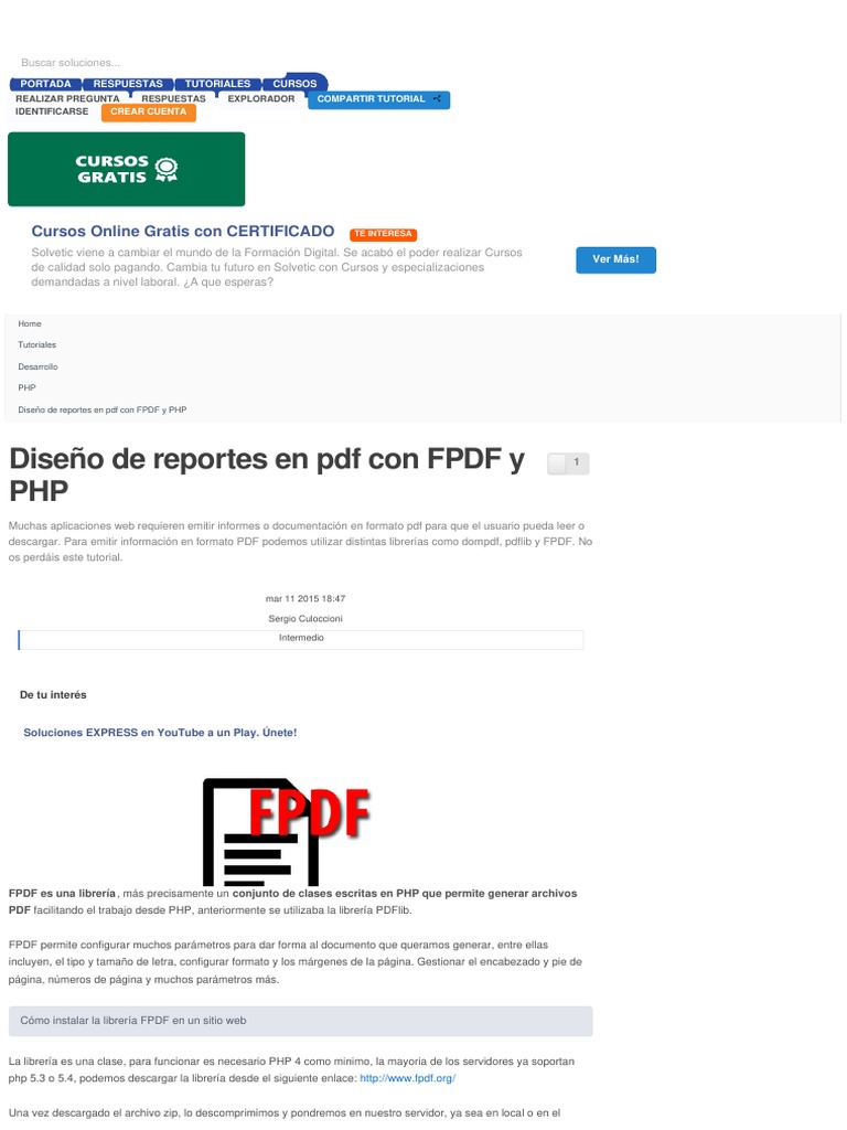 Diseño de Reportes en PDF Con FPDF y PHP Solvetic | PDF