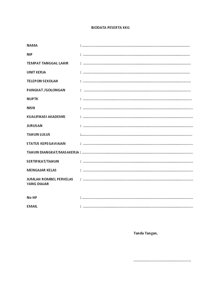 Contoh Format Biodata Peserta | PDF