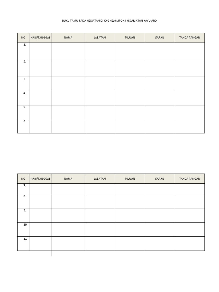 Contoh Format Buku Tamu | PDF