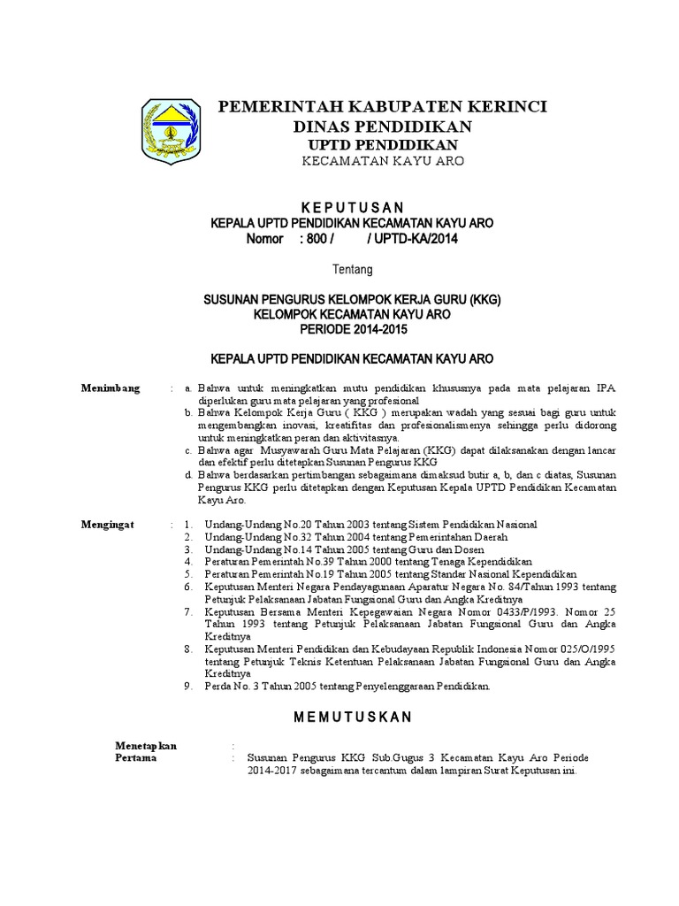 Contoh Format SK MGMP | PDF