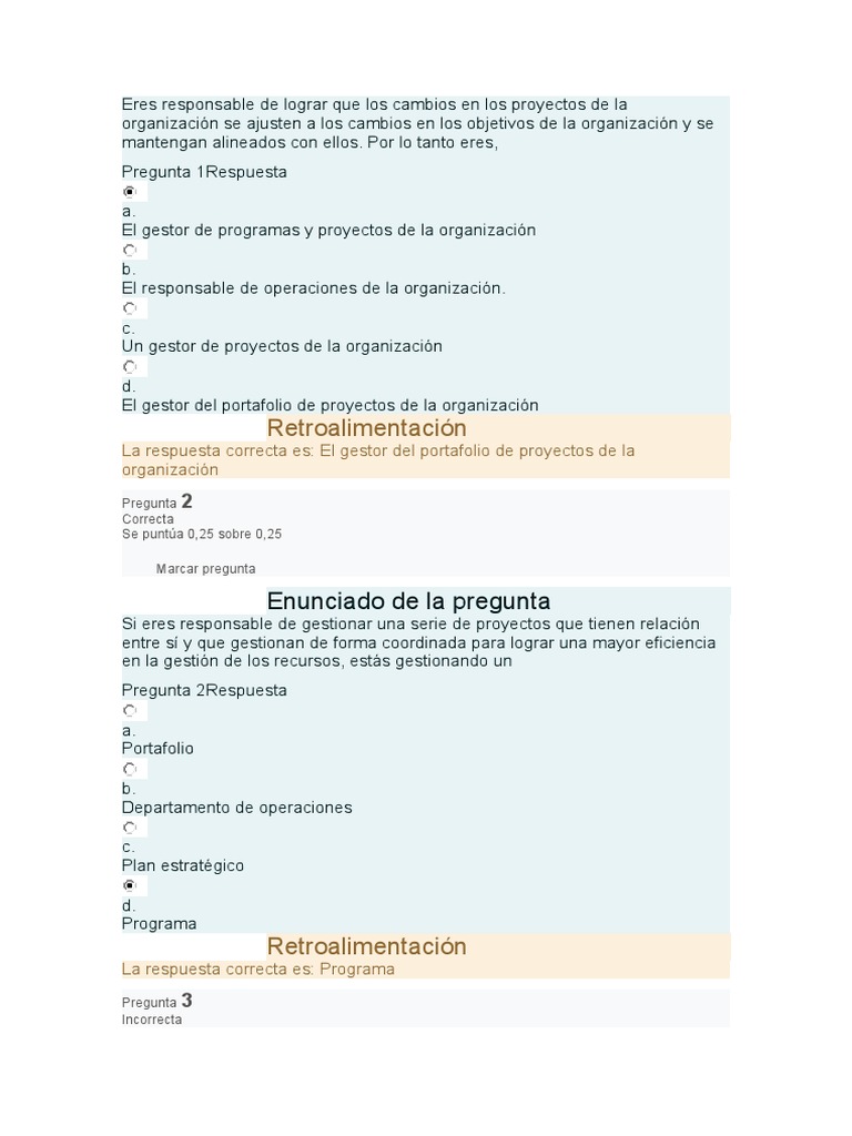 Retroalimentación: Enunciado de La Pregunta | PDF