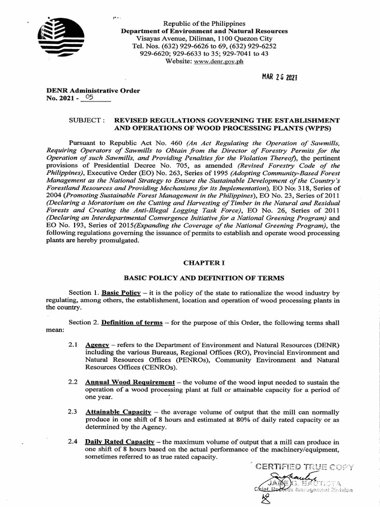DENR Administrative Order 2021 05 | PDF