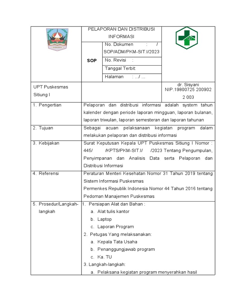 SOP Pelaporan dan Distribusi Informasi | PDF