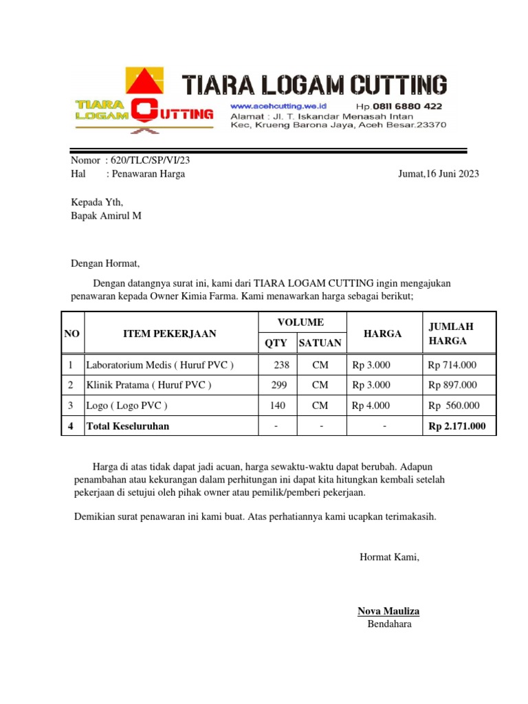 Surat Penawaran Kimia Farma 2 | PDF