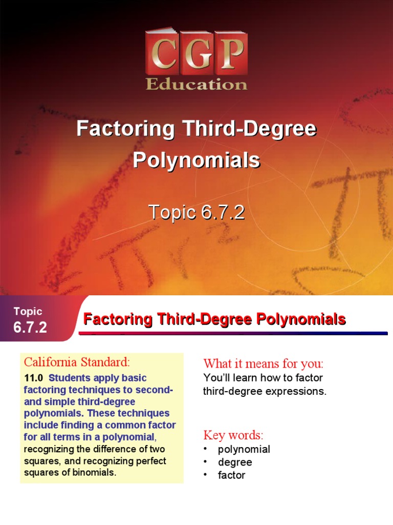 7factoring Third-Degree Polynomials | PDF