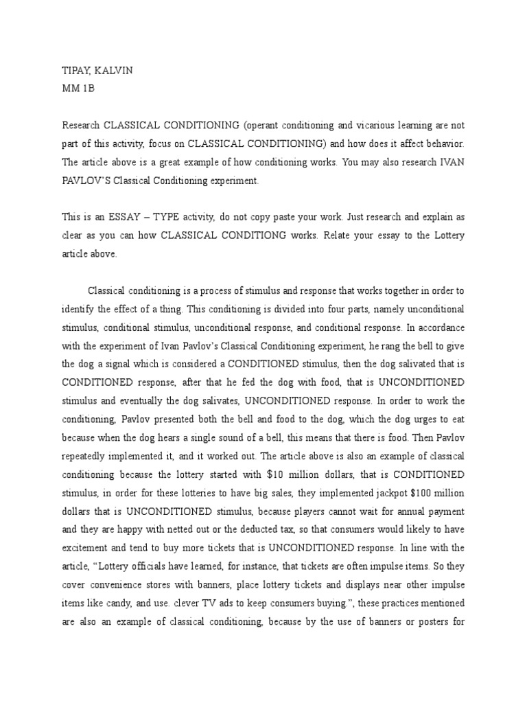 Classical Conditioning - Marketing - Consumer Behavior | PDF | Classical Conditioning | Neuroscience