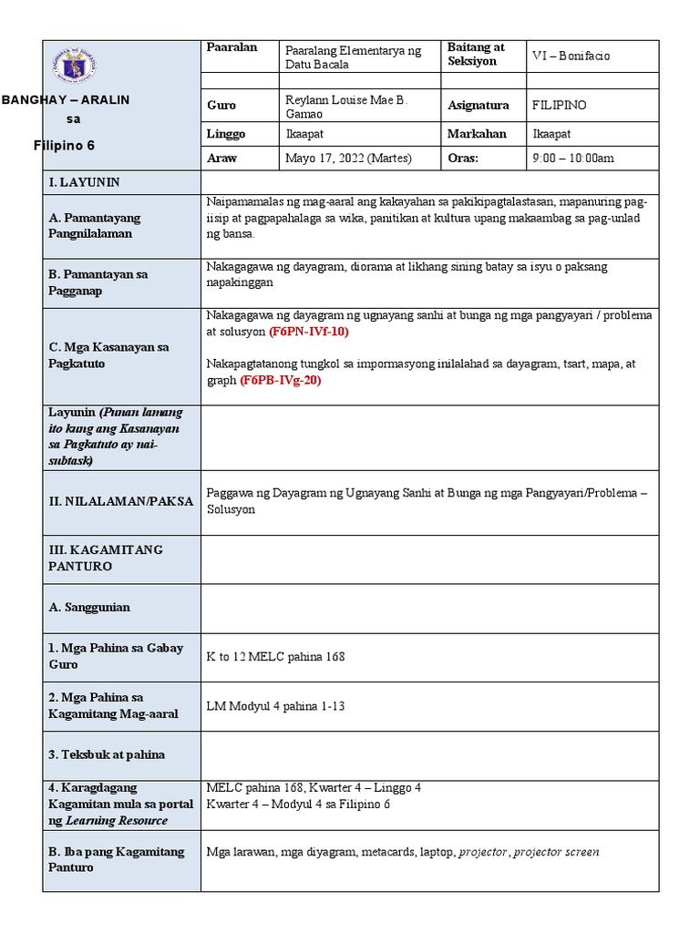 Final DLP Cot Filipino 6 | PDF