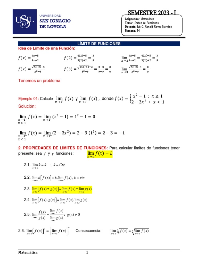 Guía 14 Límite de Funciones | PDF | Matemáticas | Análisis complejo