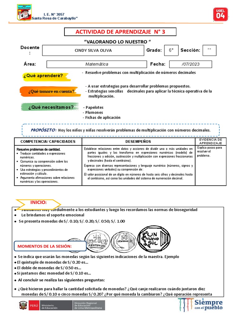 Activ Matem 13-07-23 | PDF | Decimal | Multiplicación
