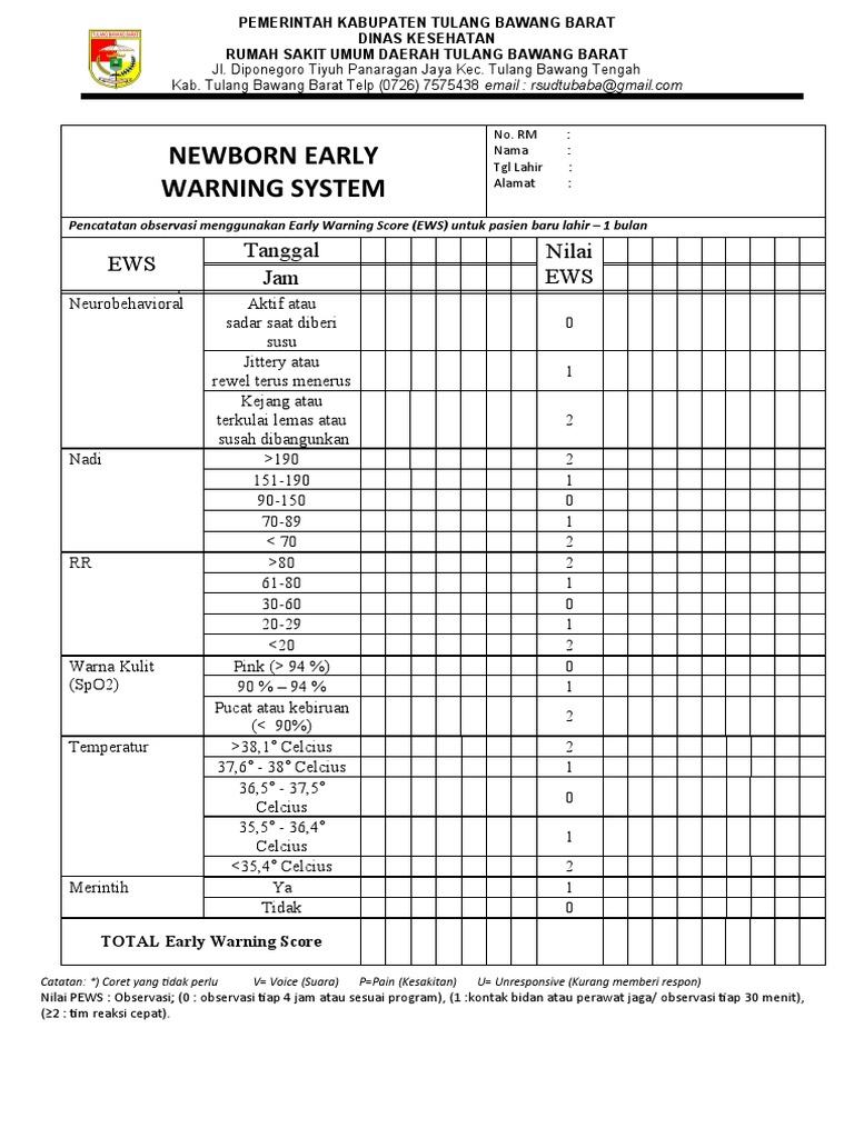 EWS Lembar Observasi Newborn | PDF