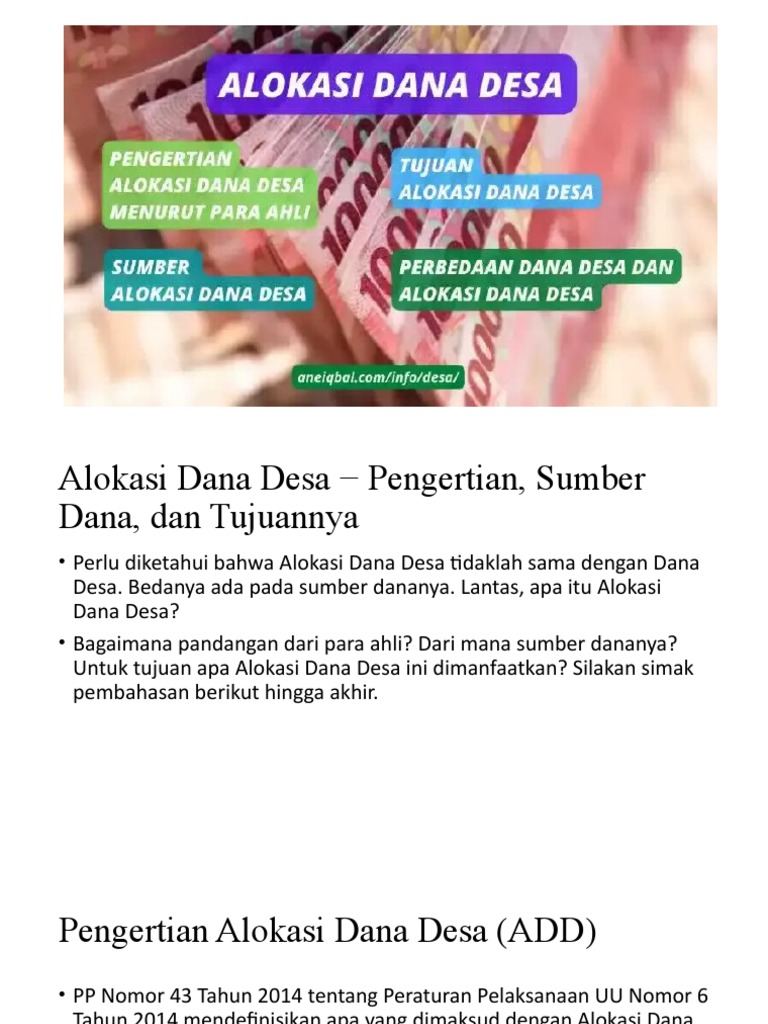 Alokasi Dana Desa | PDF