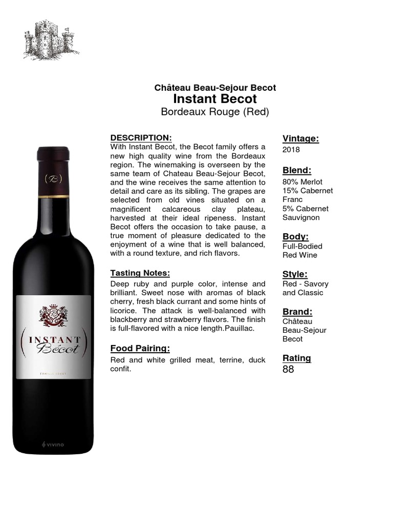 Instant Becot 2018 Bordeaux Rouge | PDF