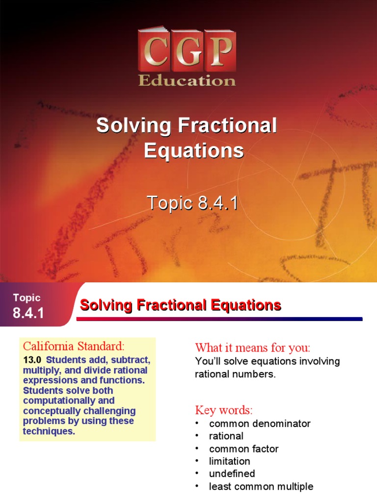 7solving Fractional Equations | PDF | Equations | Mathematical Objects