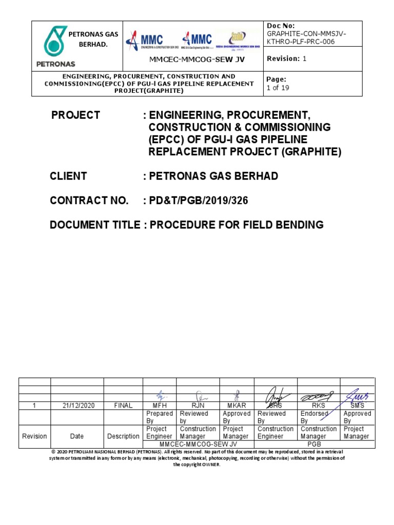 PLF-PRC-006 - R1 - Procedure For Field Bending | PDF | Technology ...