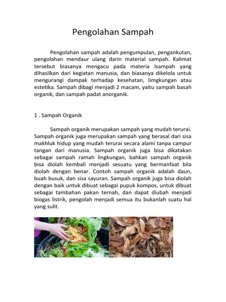 Carilah Artikel Tentang Sampah Organik Dan Anorgan | PDF