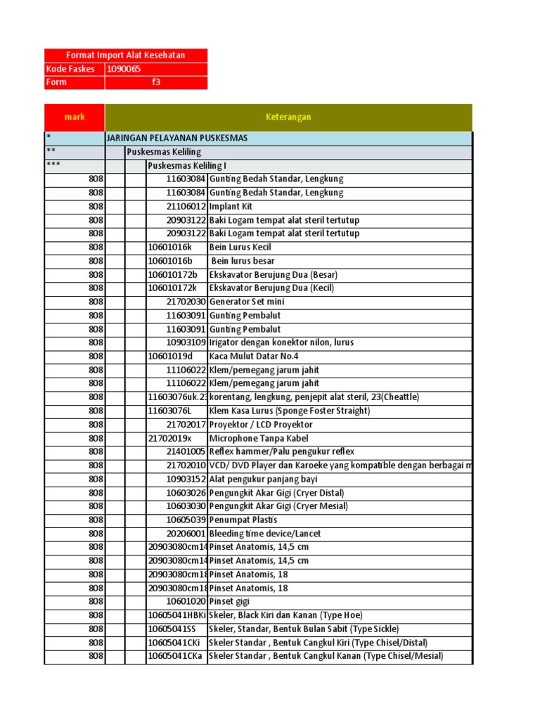 Format Import Alkes | PDF