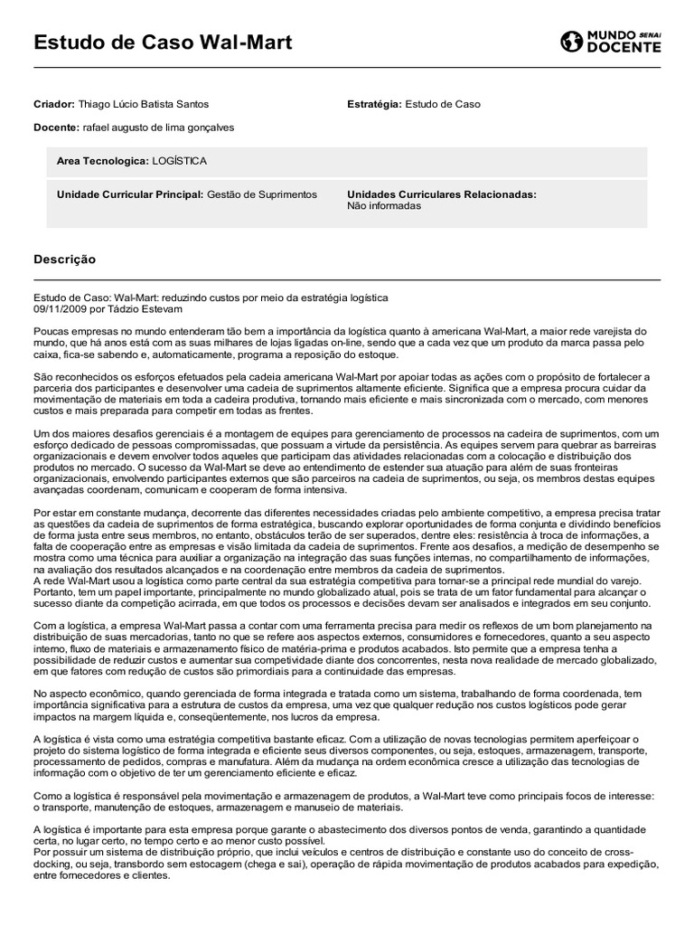 Estudo Caso - Wal-Mart | PDF