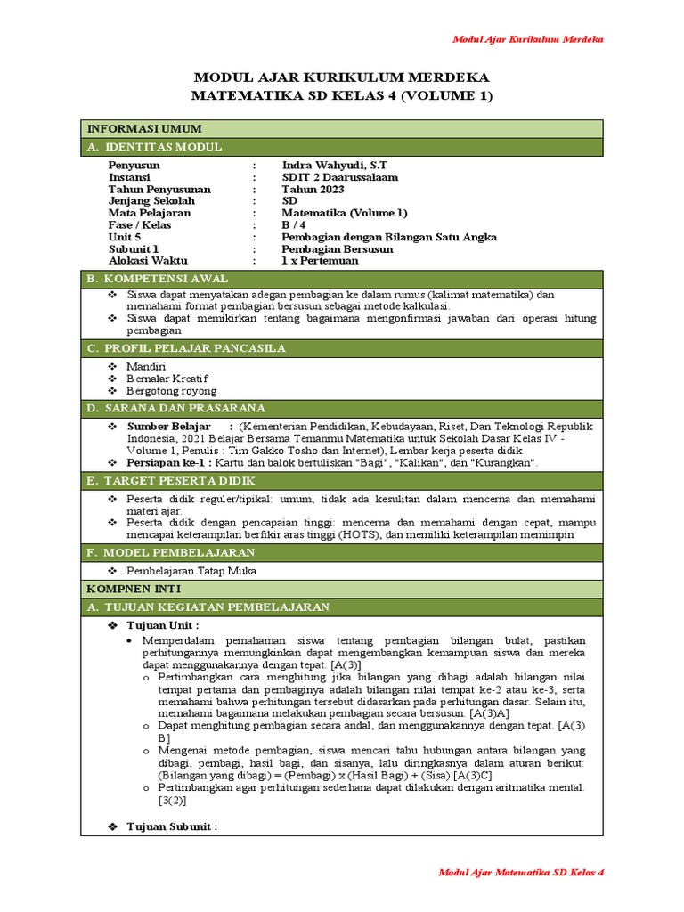 Unit 5 - MA Matematika Kls 4 | PDF