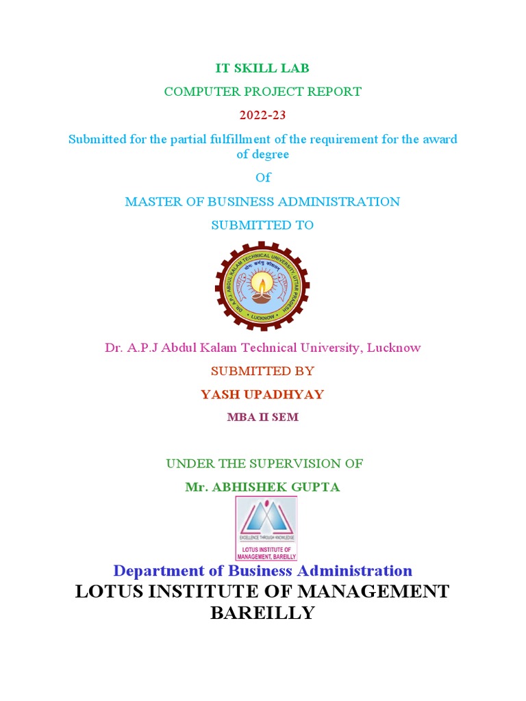 IT SKILL LAB Lotus Front | PDF