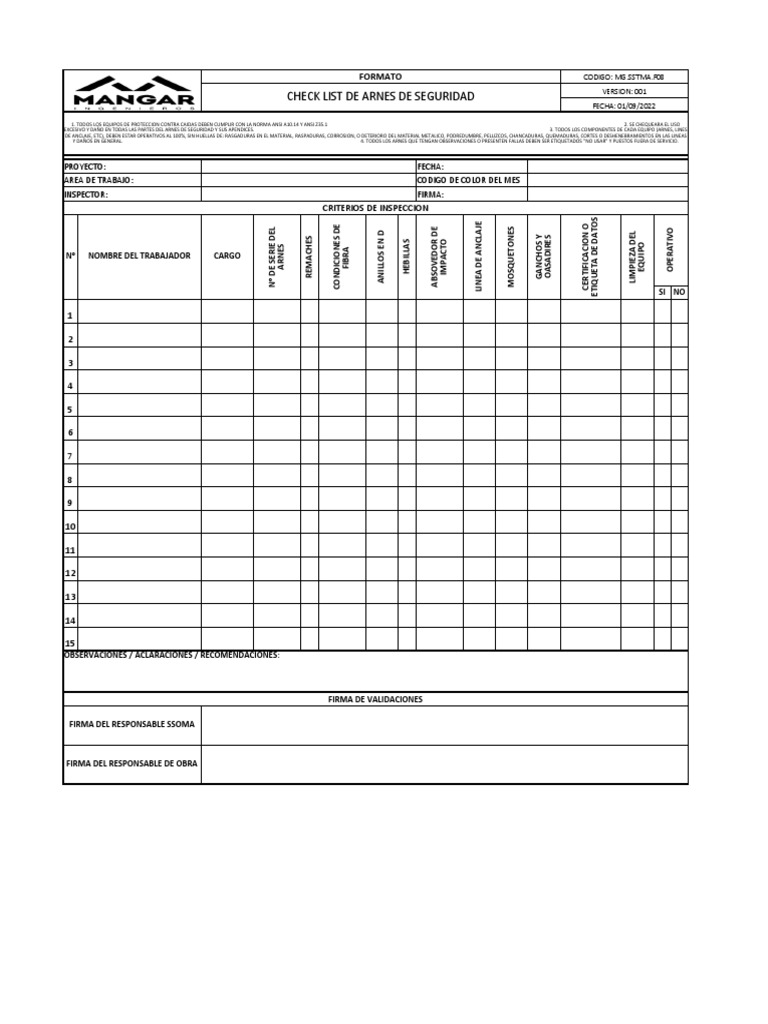 Check List Arnes Grupal | PDF Check List Arnes Grupal | PDF